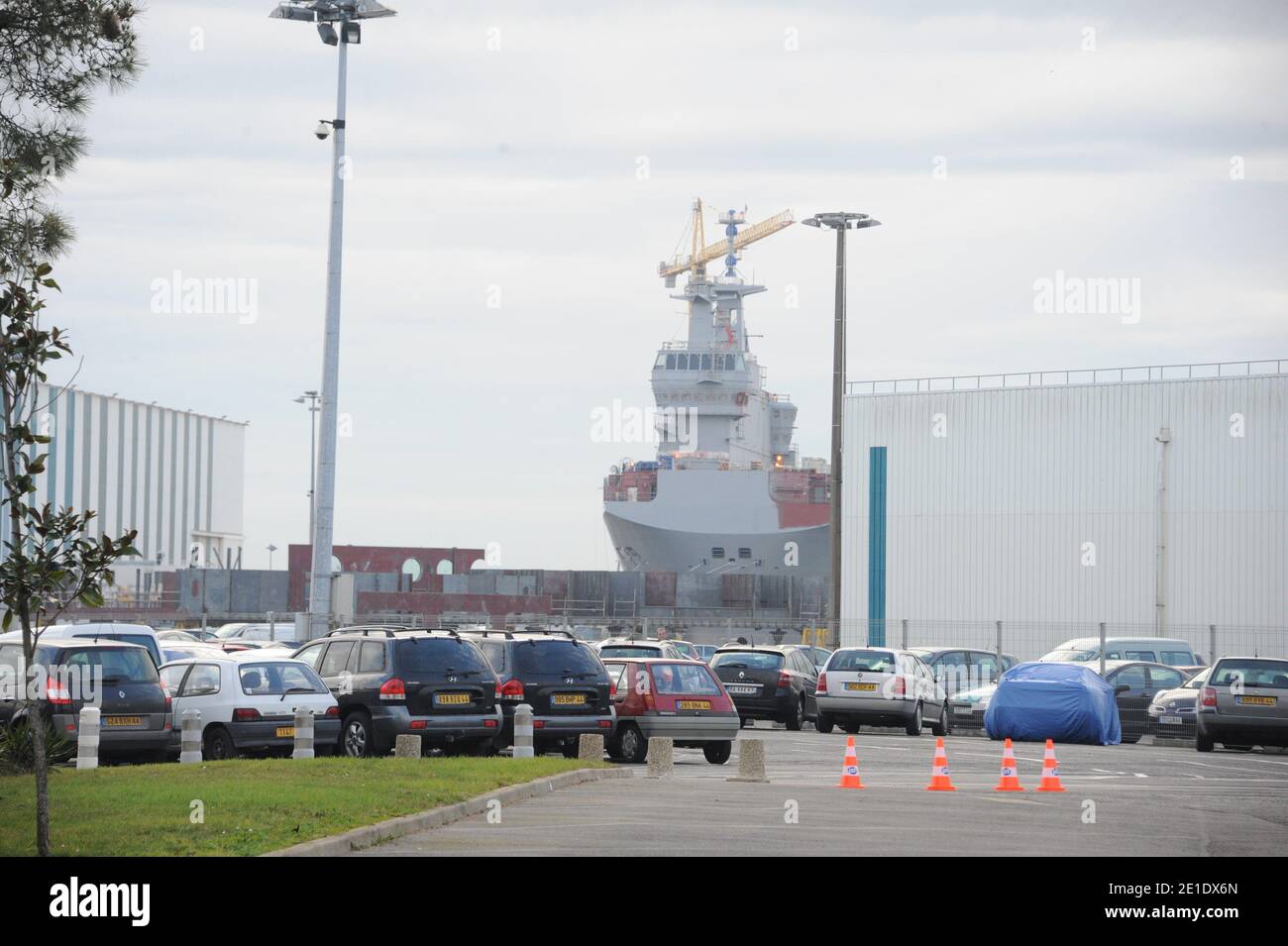 View of the Saint-Nazaire STX shipyard (Chantiers de l'Atlantique) in ...