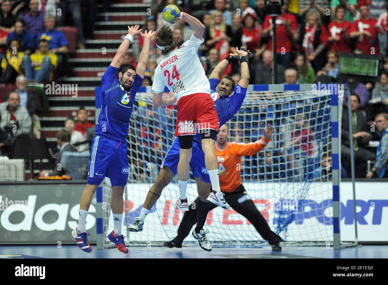 France's Nikola Karabatic and Didier Dinart in action. France wins the ...