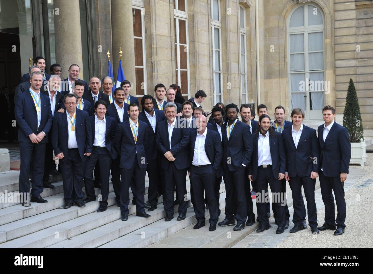 French handball team who won the World Championships are received by ...