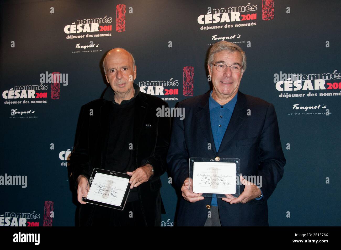 Robert Benmussa and Alain Sarde celebrate their nomination during the ...