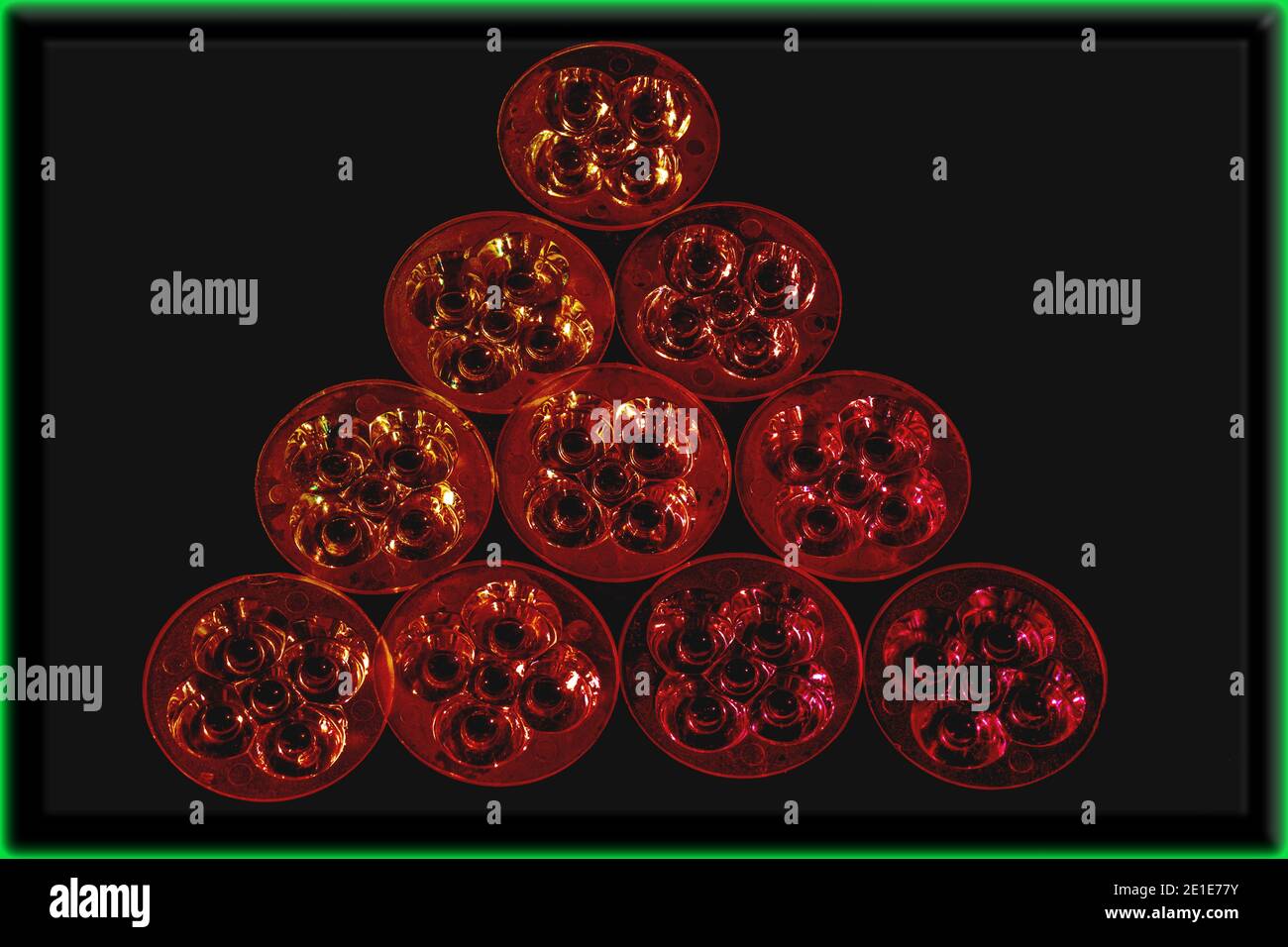 Reflectors in red set to a triangle Stock Photo - Alamy