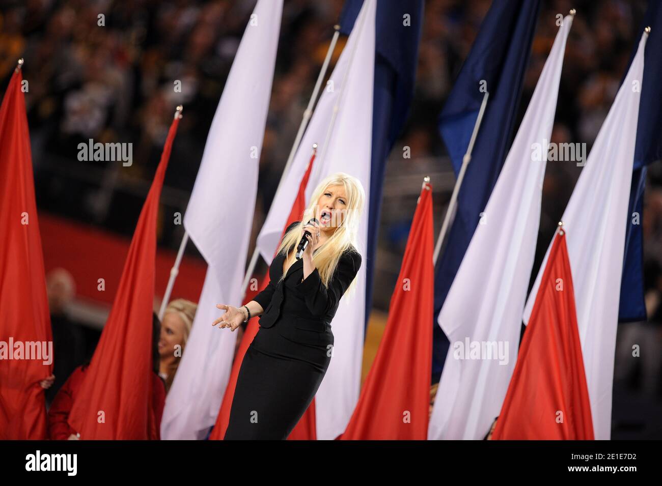 Christina Aguilera Performing The National Anthem During The Pregame Of