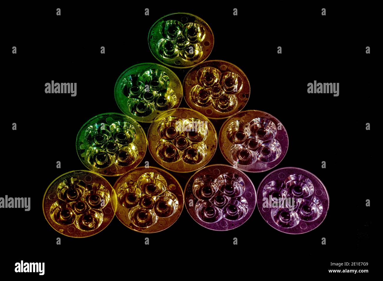 Multi-colored reflectors in a pattern of colors Stock Photo - Alamy