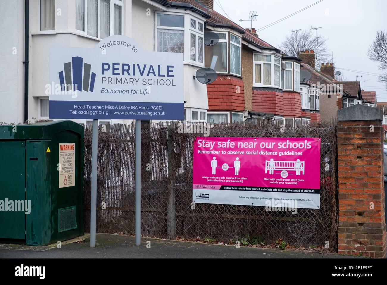 05 January 2021. London, UK. Perivale Primary school is closed to ...