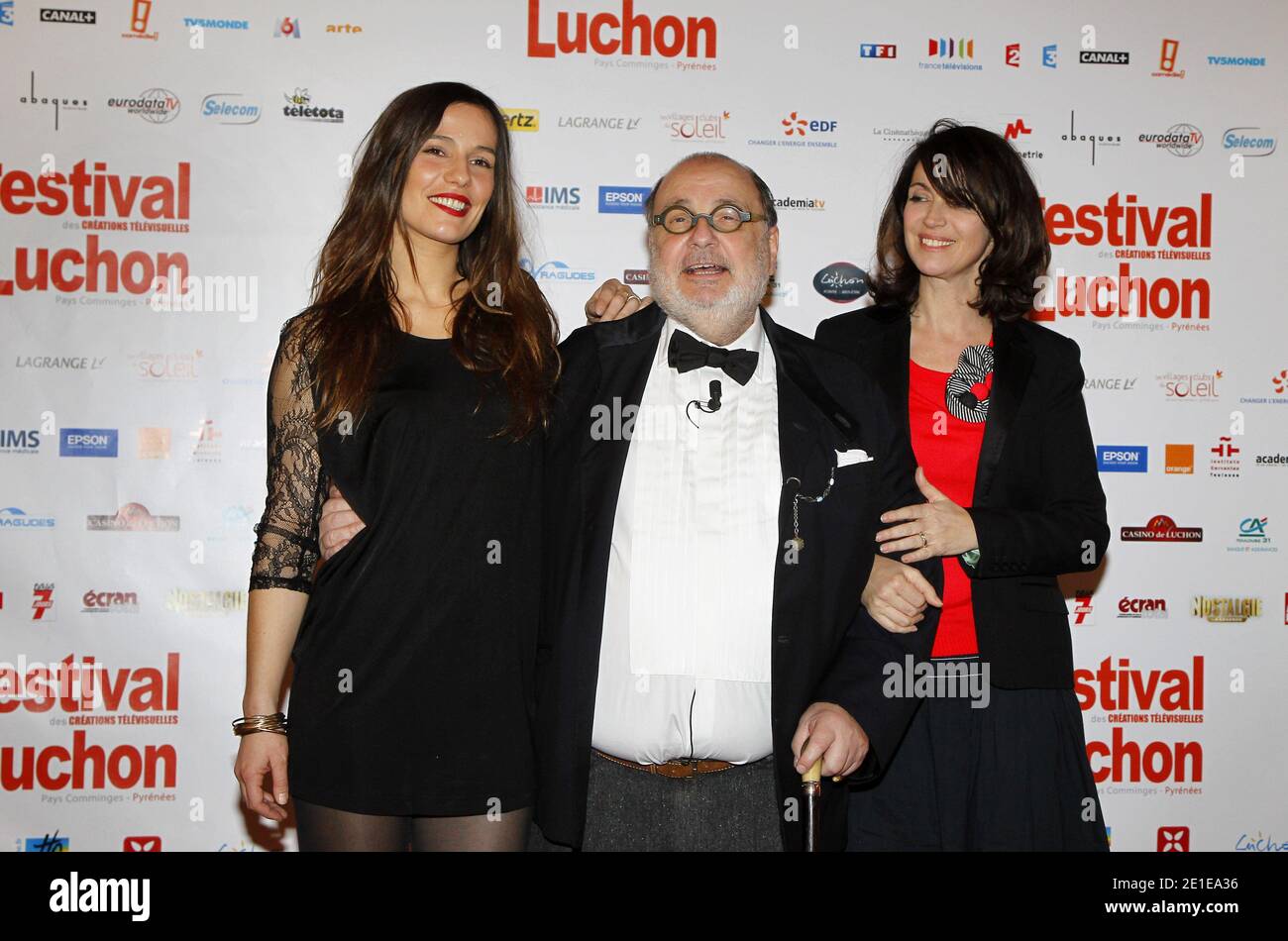 Zoe Felix, Serge Moati and Zabou Breitman poses during the 13th Luchon ...