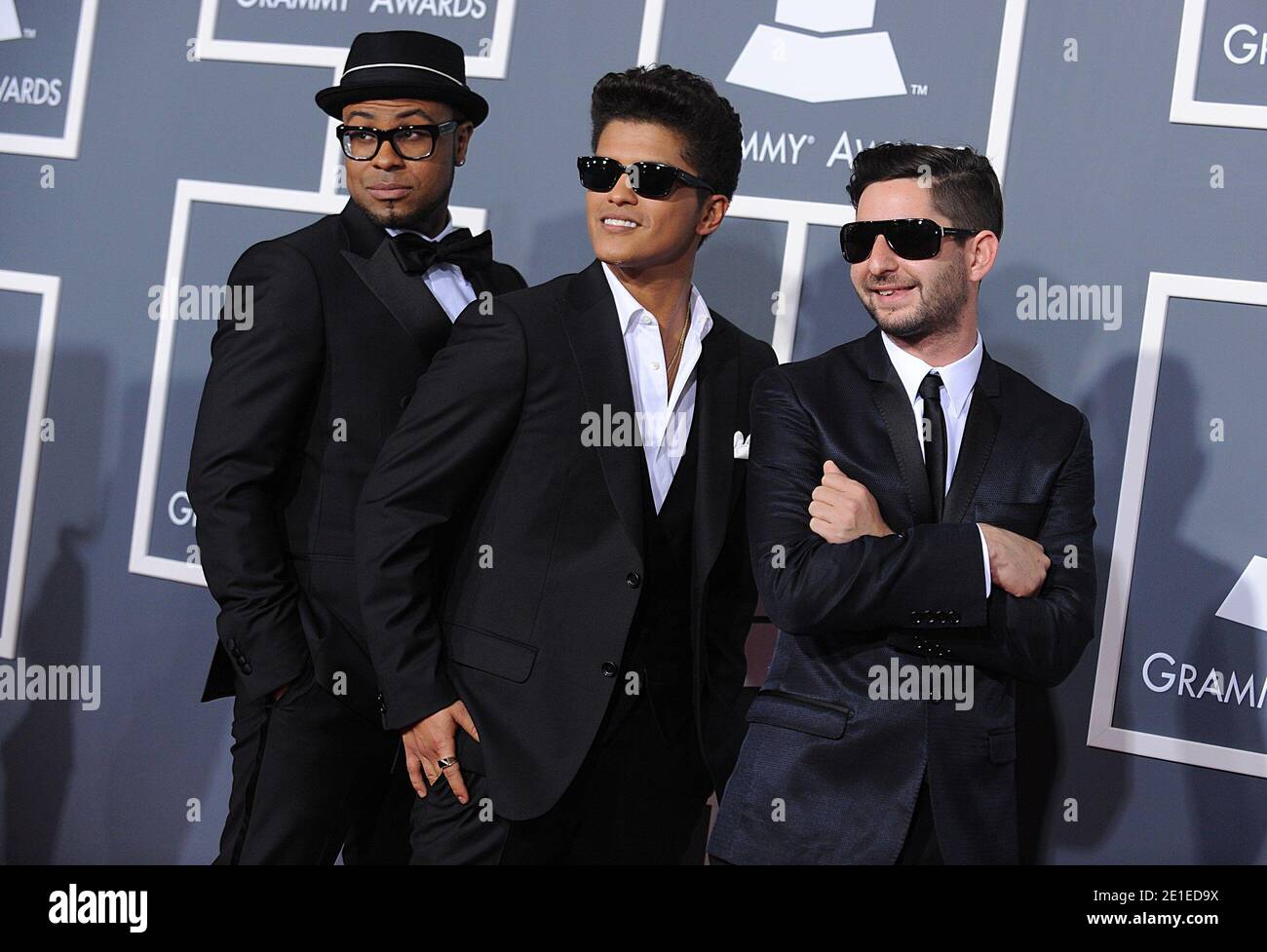 (left to right) Philip Lawrence, Bruno Mars, and Ari Levine arriving at ...