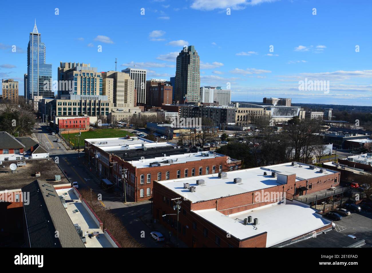 Downtown rises above the trendy Warehouse District in Raleigh North ...