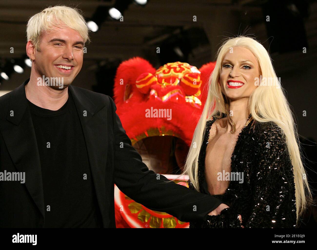 Fashion design duo Phillipe Rolano (R) and David Trujillo aka Phillipe ...