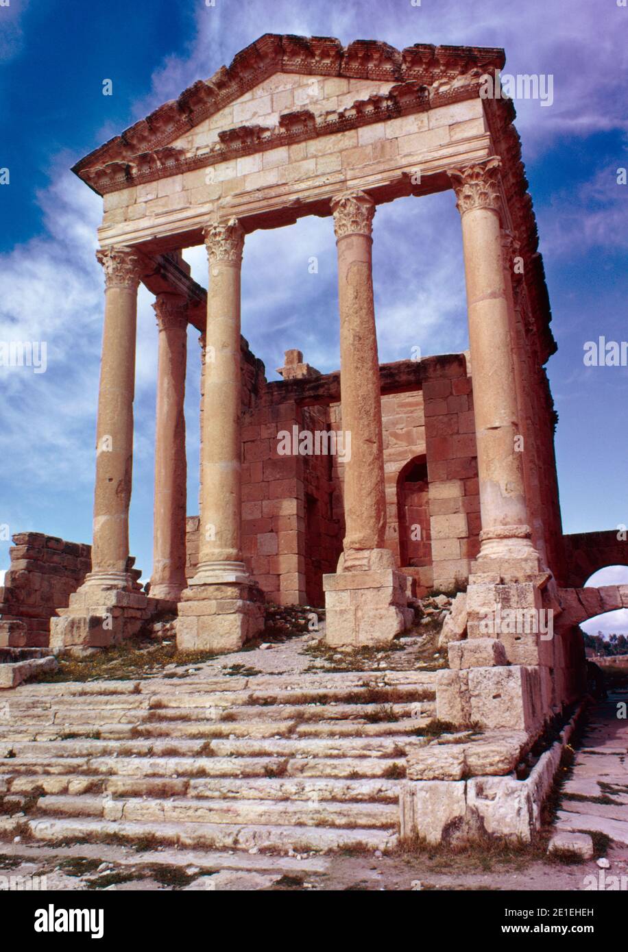 The archaeological site of Sbeitla in north-central Tunisia. Roman ...