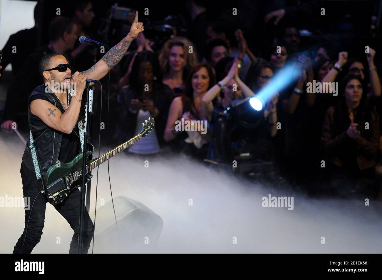 Lenny Kravitz performs at the 2011 NBA All-Star Game held at the ...