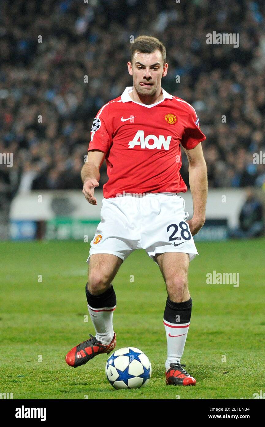 Darron Gibson of Man Utd during the Champions League match between ...