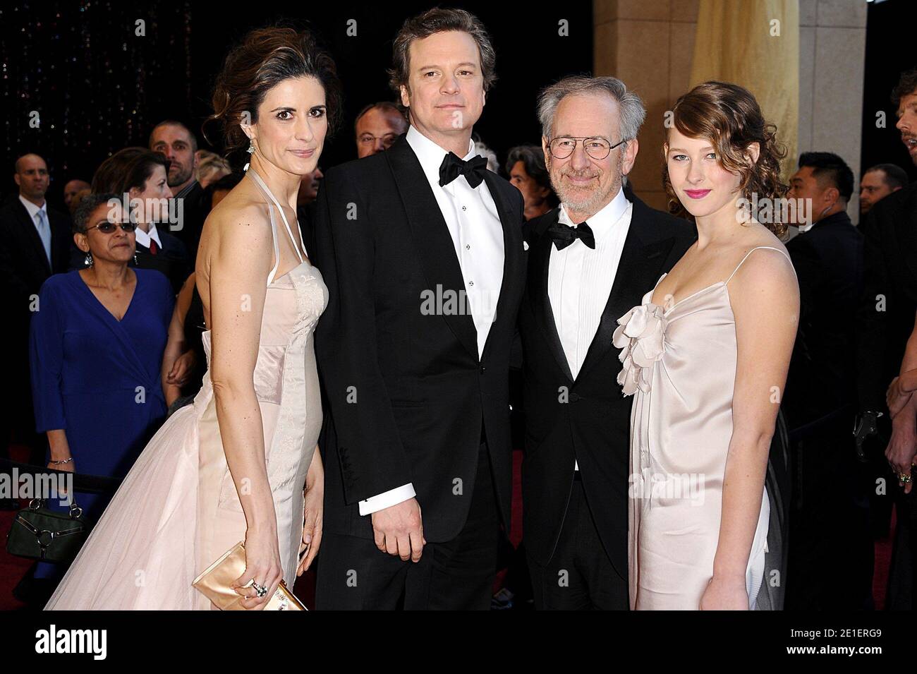 Livia Giuggioli, Colin Firth, Steven Spielberg and his daughter Sahsa ...