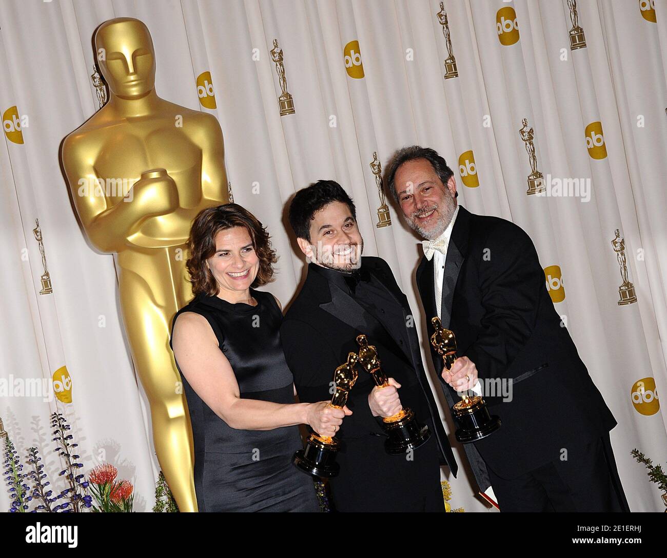 Academy award winners Lora Hirschberg, Gary A. Rizzo (centre) and Ed ...