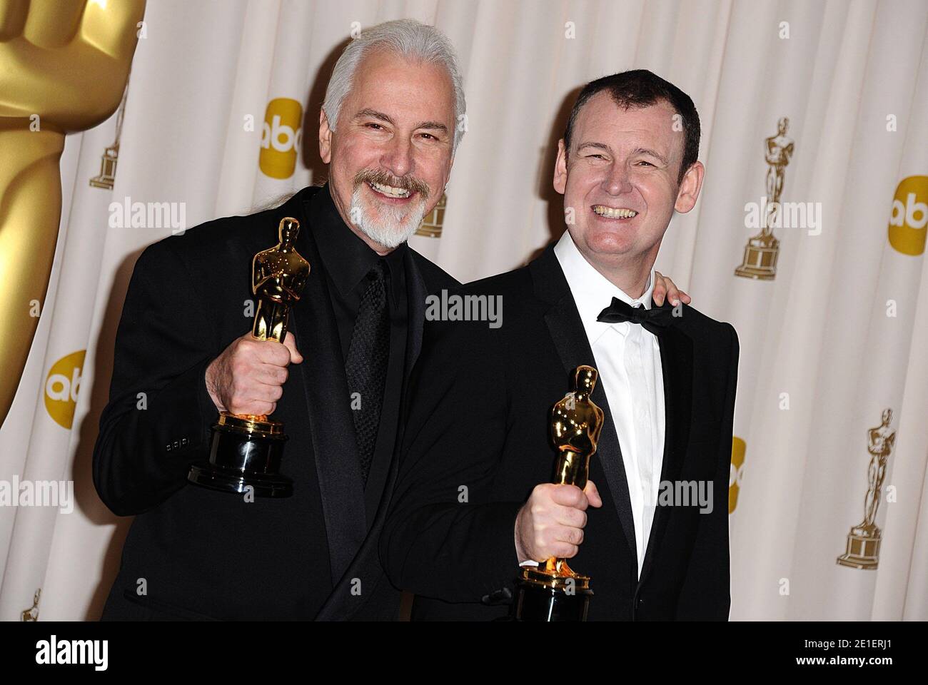 Academy award winners Rick Baker (left) and Dave Elsey pose in the ...