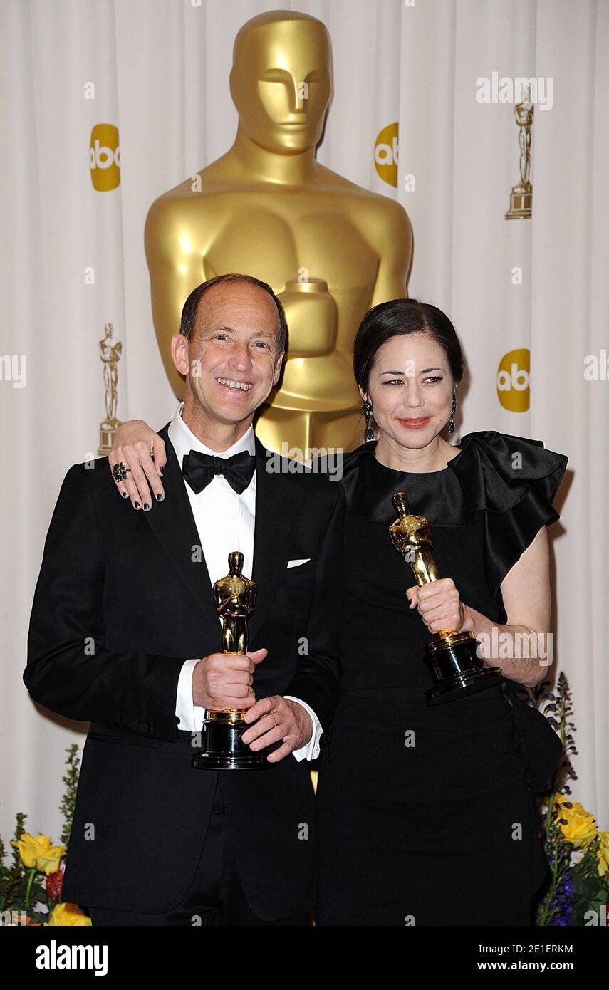 Academy award winners Charles Ferguson and Audrey Marrs pose in the ...