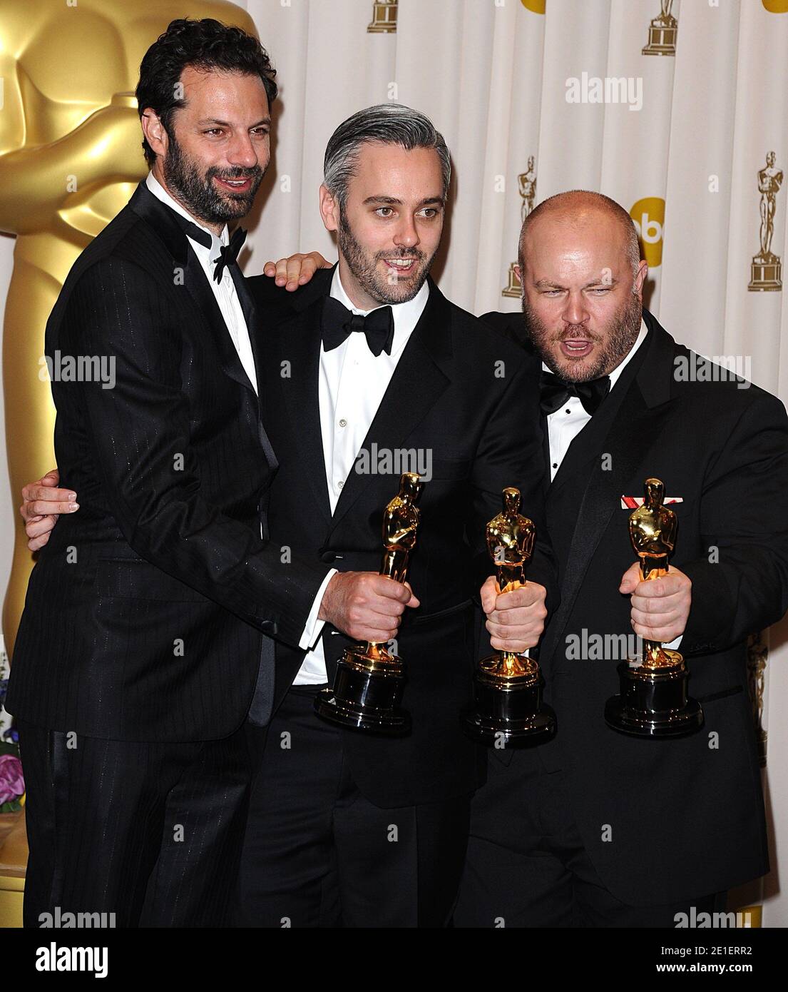 (left to right) Iain Canning, Emile Sherman and Gareth Unwin with the ...