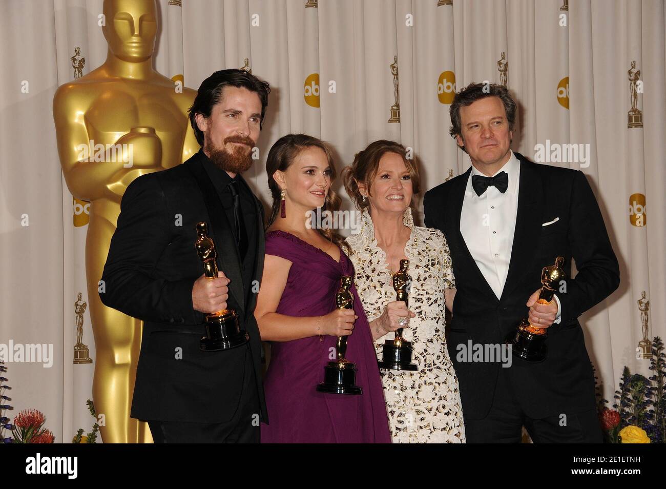 L-R: Academy Award Winners Christian Bale, Natalie Portman, Melissa Leo ...