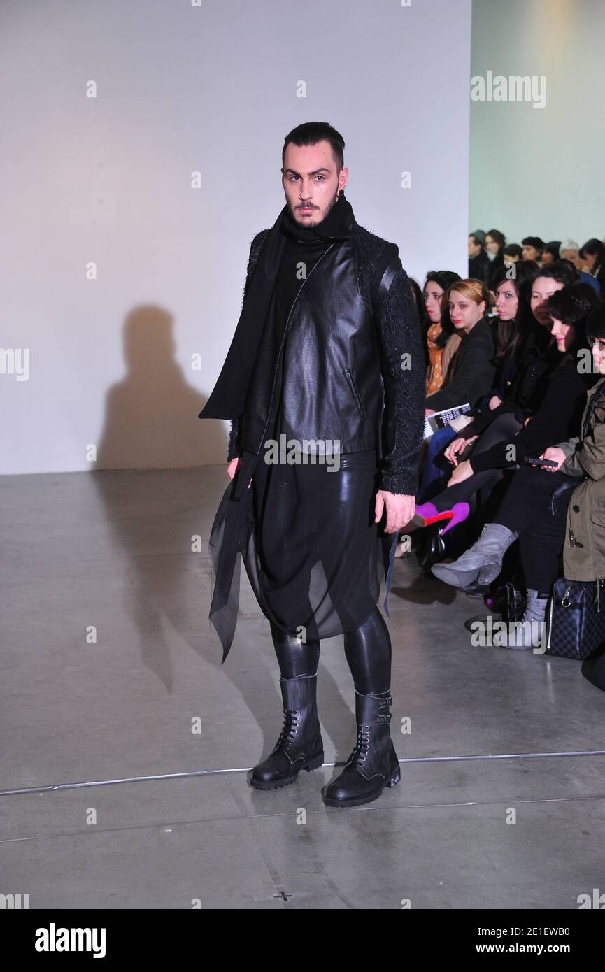 A model displays a creation designed by Harry Halim for his Fall-Winter ...