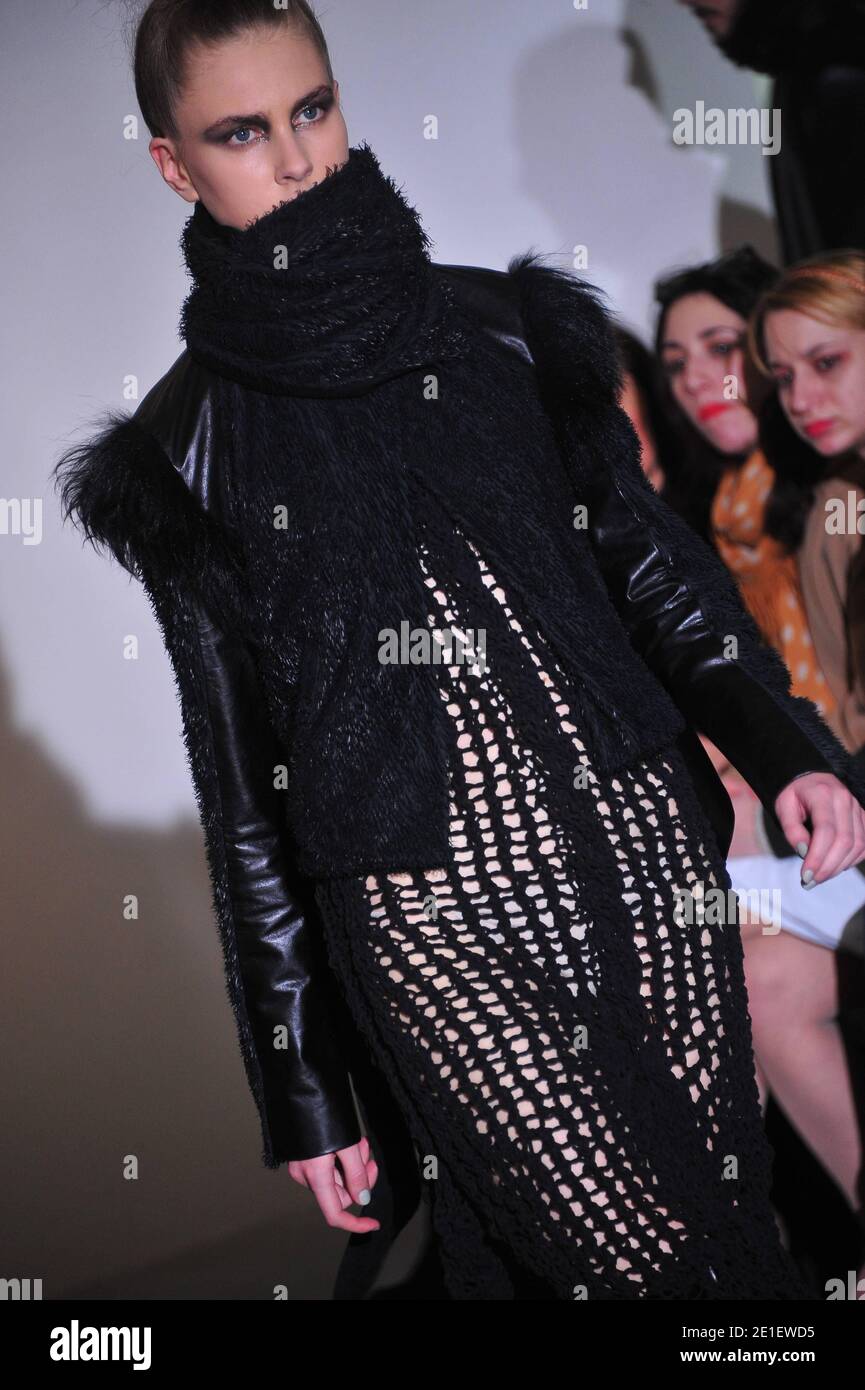 A model displays a creation designed by Harry Halim for his Fall-Winter ...