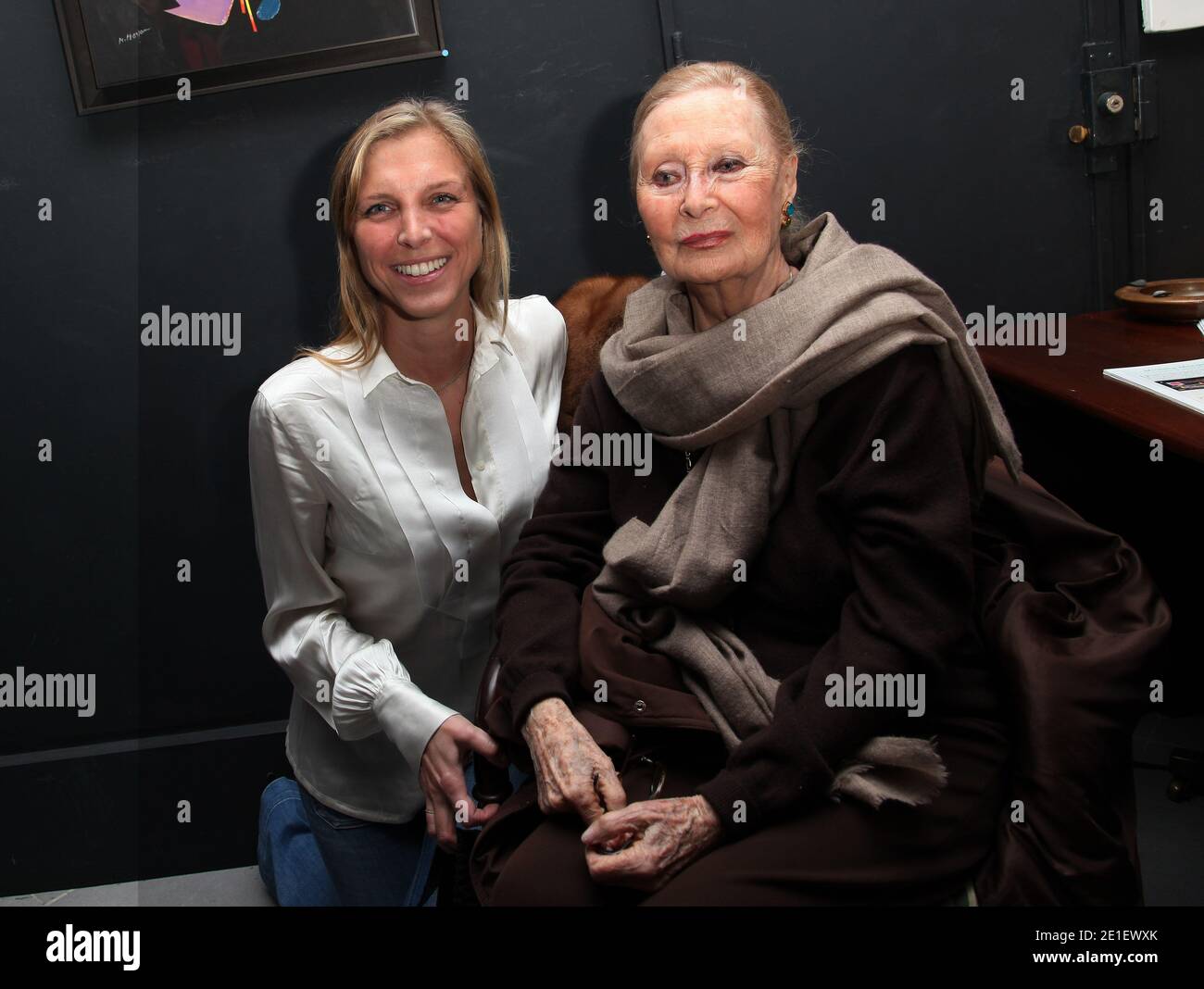 (L-R) Deborah Marshall and French actress Michele Morgan posing at the ...
