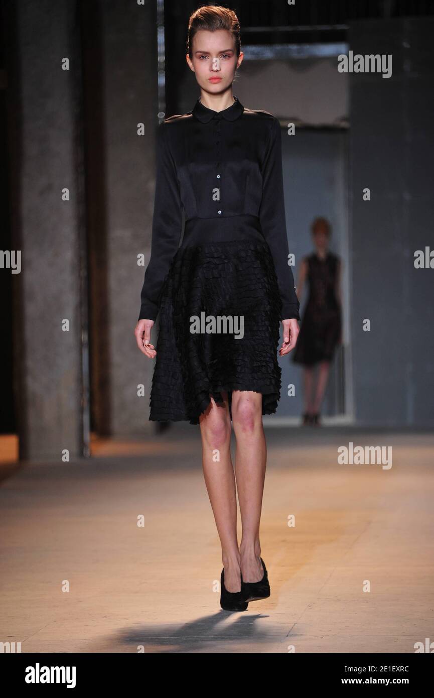 A model displays a creation designed by Marco Zanini for Rochas Fall ...