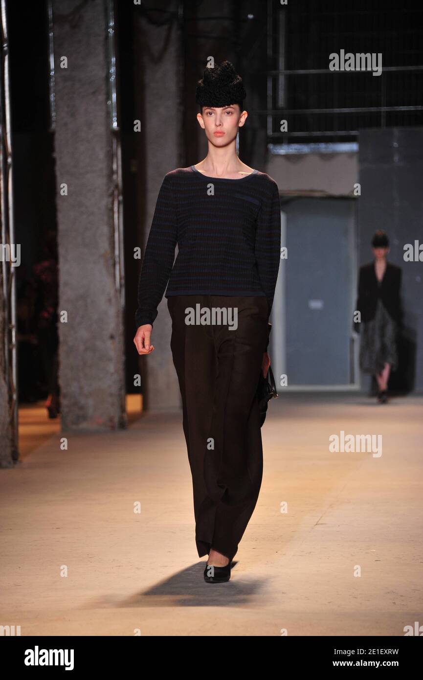 A model displays a creation designed by Marco Zanini for Rochas Fall ...