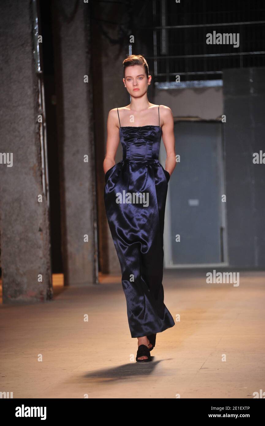 A model displays a creation designed by Marco Zanini for Rochas Fall ...