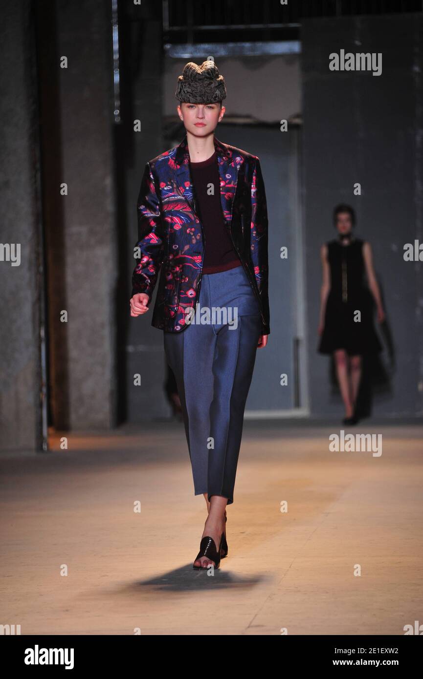 A model displays a creation designed by Marco Zanini for Rochas Fall ...