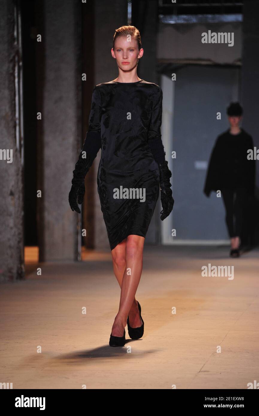 A model displays a creation designed by Marco Zanini for Rochas Fall ...