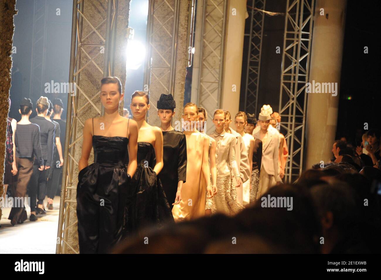 A model displays a creation designed by Marco Zanini for Rochas Fall ...