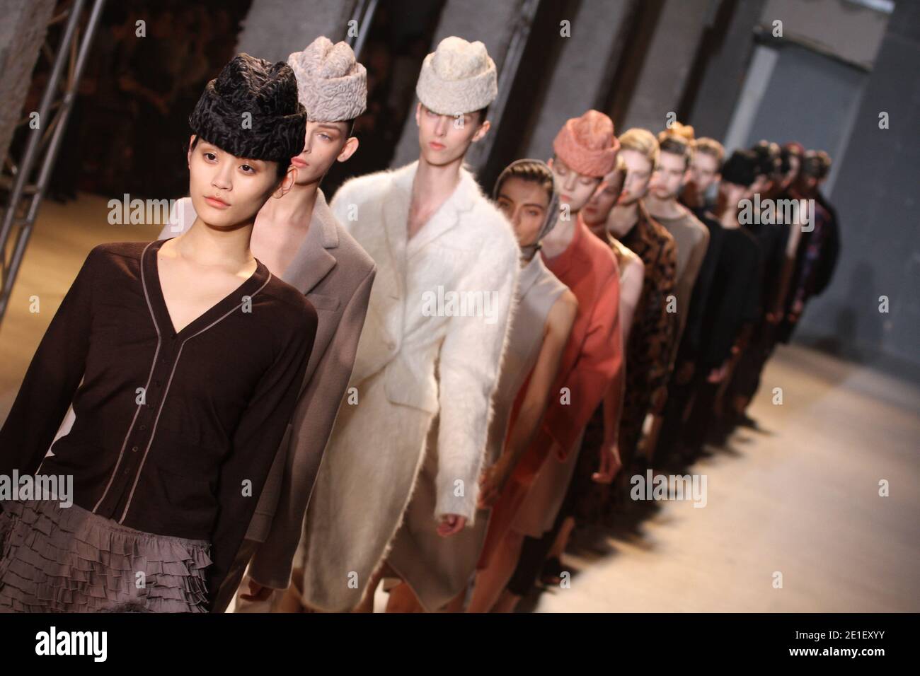 A model displays a creation designed by Marco Zanini for Rochas Fall ...