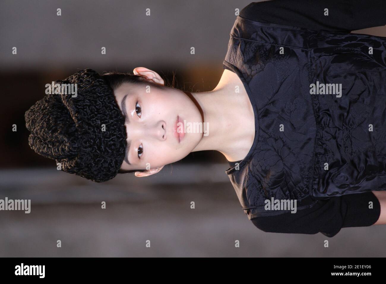 A model displays a creation designed by Marco Zanini for Rochas Fall ...