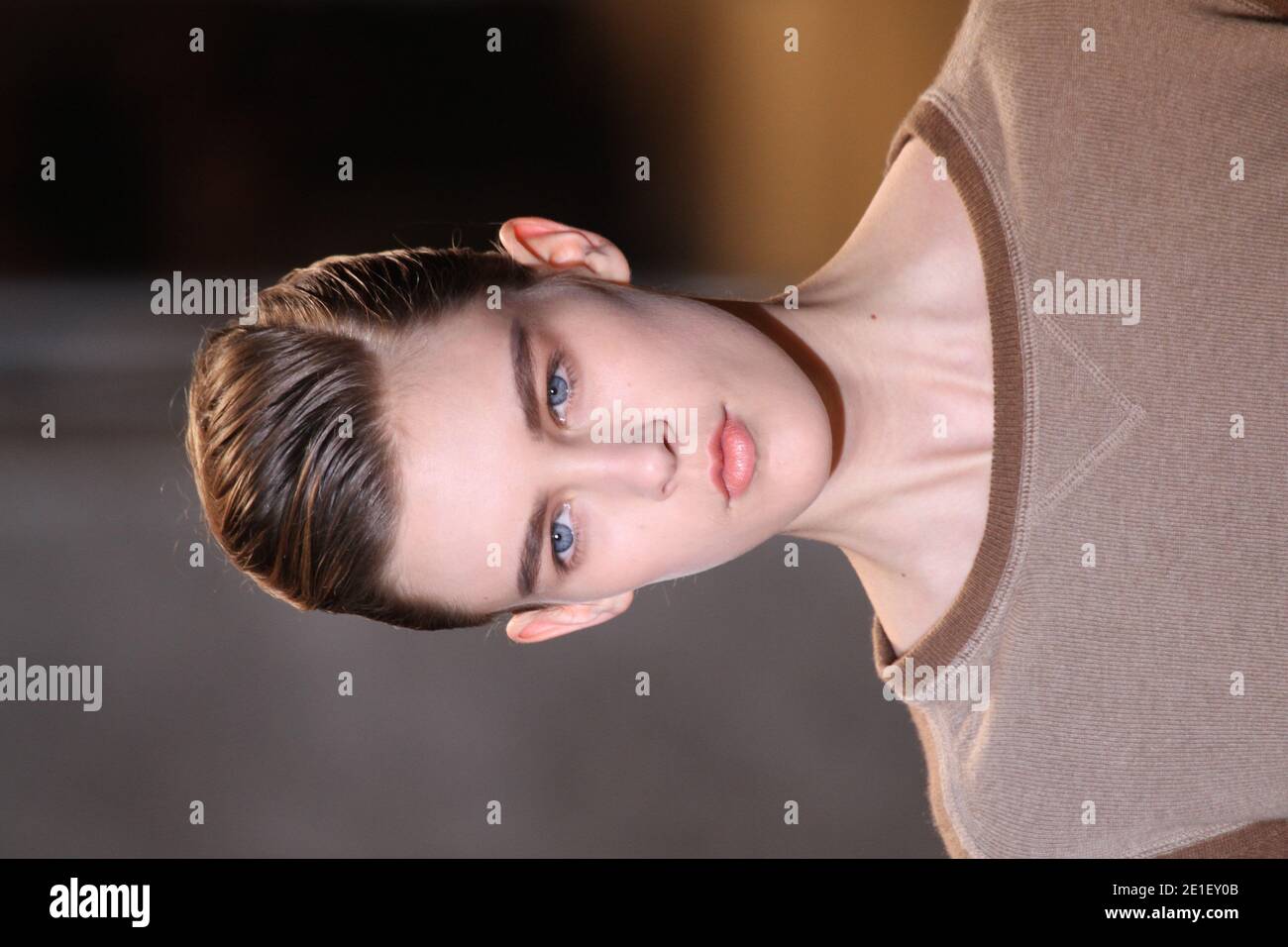 A model displays a creation designed by Marco Zanini for Rochas Fall ...