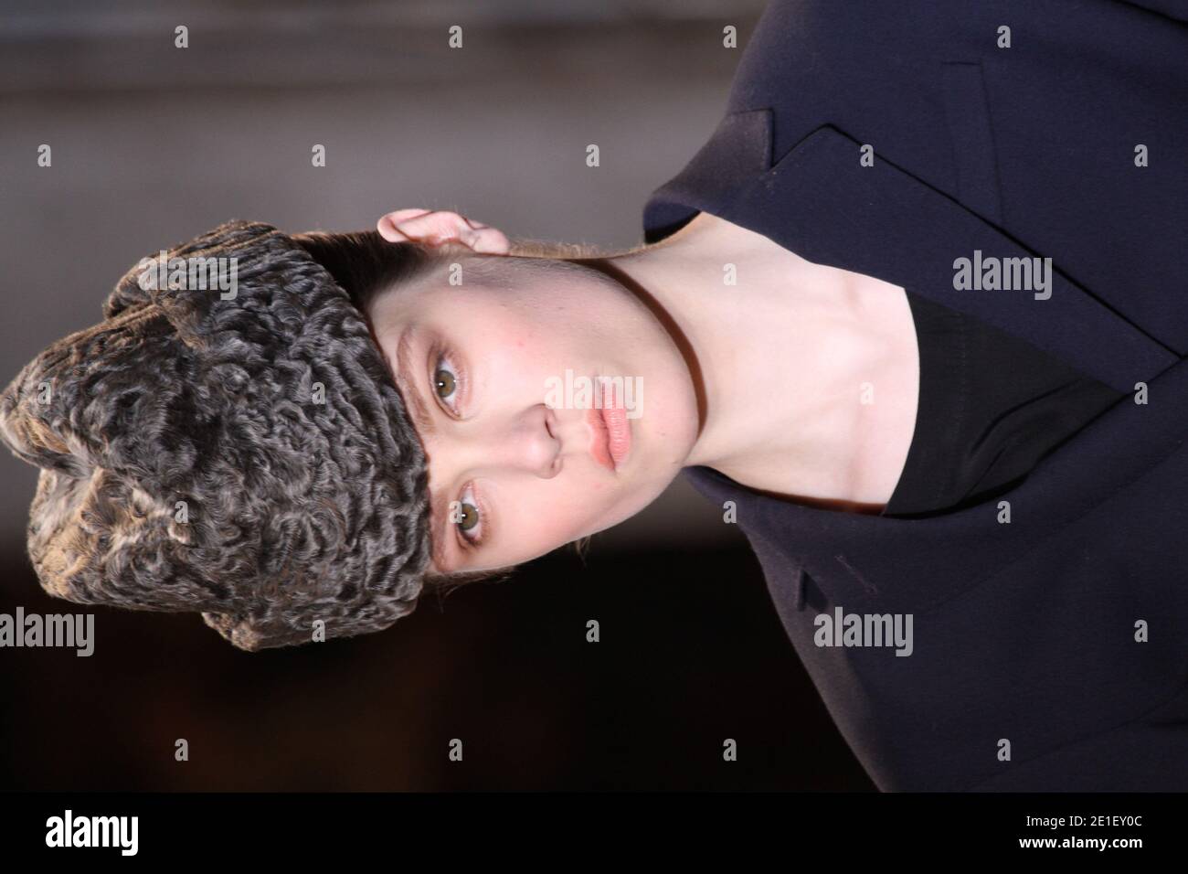 A model displays a creation designed by Marco Zanini for Rochas Fall ...
