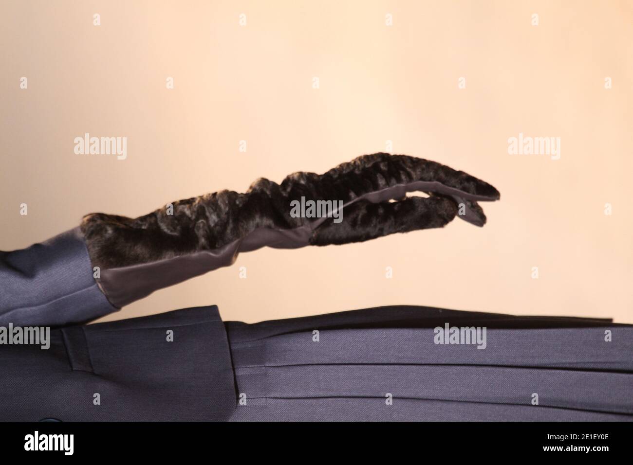 A model displays a creation designed by Marco Zanini for Rochas Fall ...