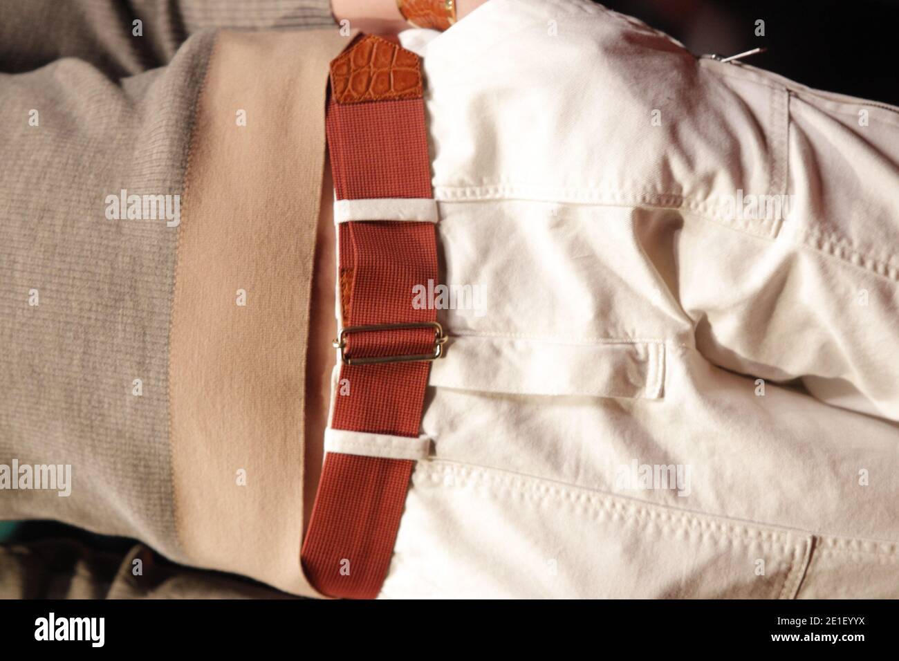 A model displays a creation designed by Jun Takahashi for Undercover ...