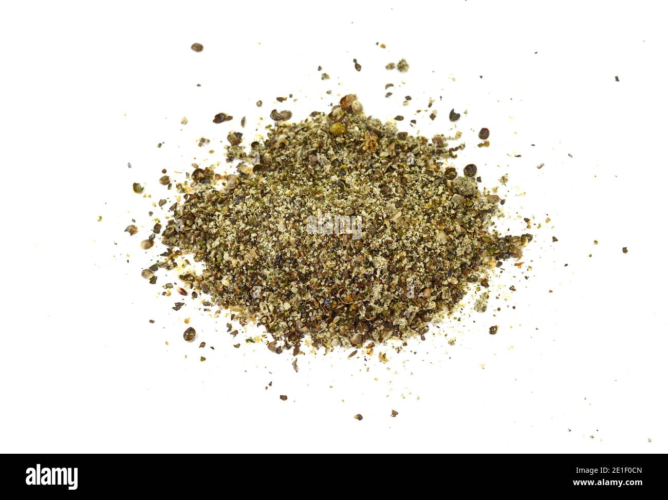 Ground hemp seed isolated on white background. Hemp seeds, a plant ...