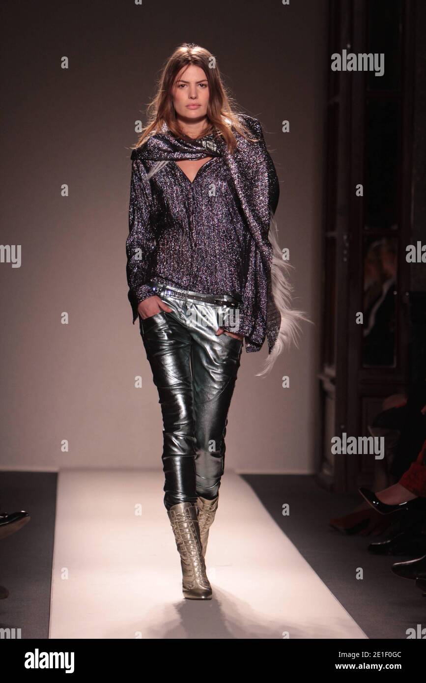 A model displays a creation designed by Christophe Decarnin for Balmain ...