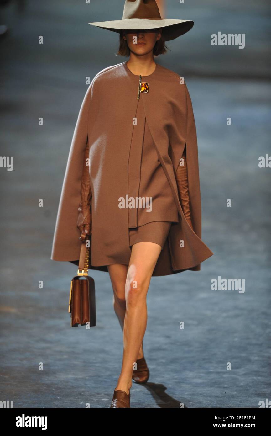 A model displays a creation designed by Alber Elbaz for Lanvin Fall ...