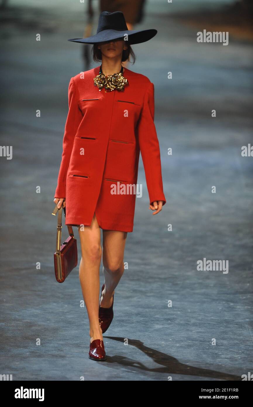 A model displays a creation designed by Alber Elbaz for Lanvin Fall ...