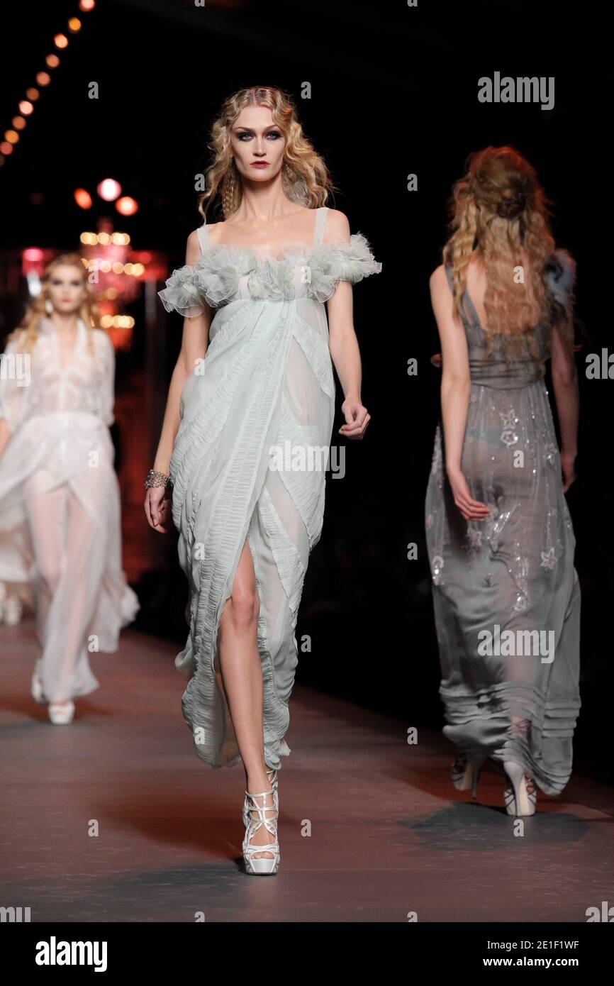 A model displays a creation designed by John Galliano for Christian ...