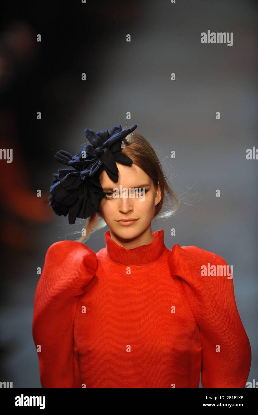 A model displays a creation designed by Alber Elbaz for Lanvin Fall ...