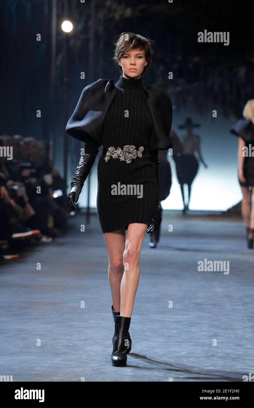 A model displays a creation designed by Alber Elbaz for Lanvin Fall ...