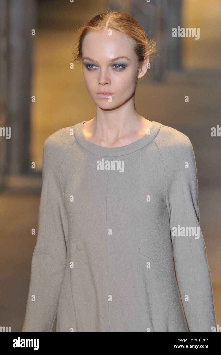 A model displays a creation designed by Cedric Charlier for Cacharel ...