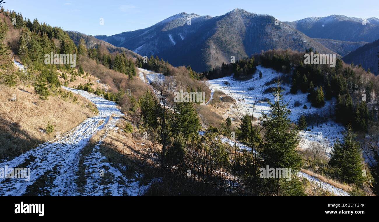 Landscape below Prislop nad Bielou, above Zazriva, in Orava, northern ...