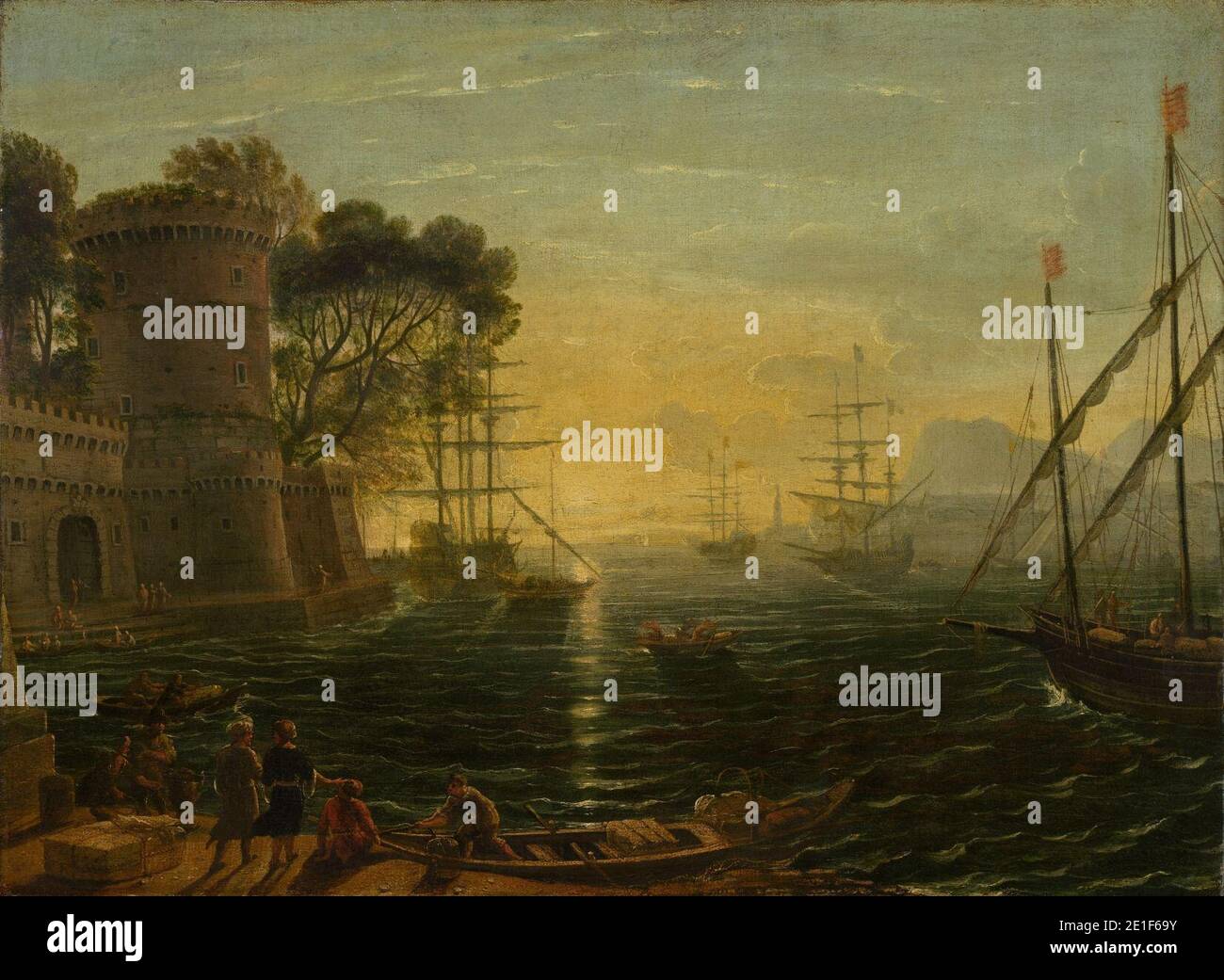Claude Lorrain (suiveur de) - Port au coucher du soleil Stock Photo - Alamy