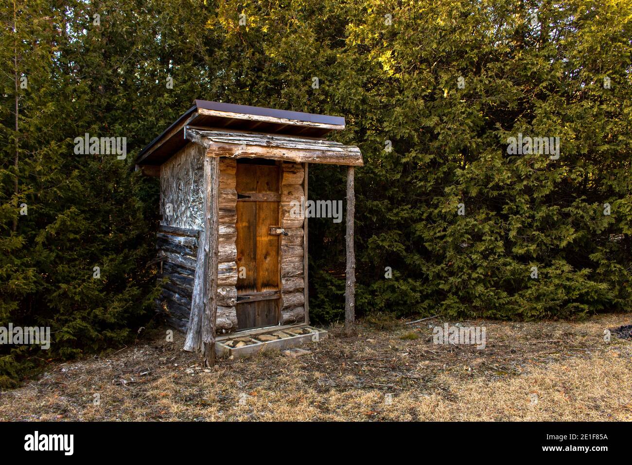 Canadian locally hand-built wood cabin Stock Photo - Alamy