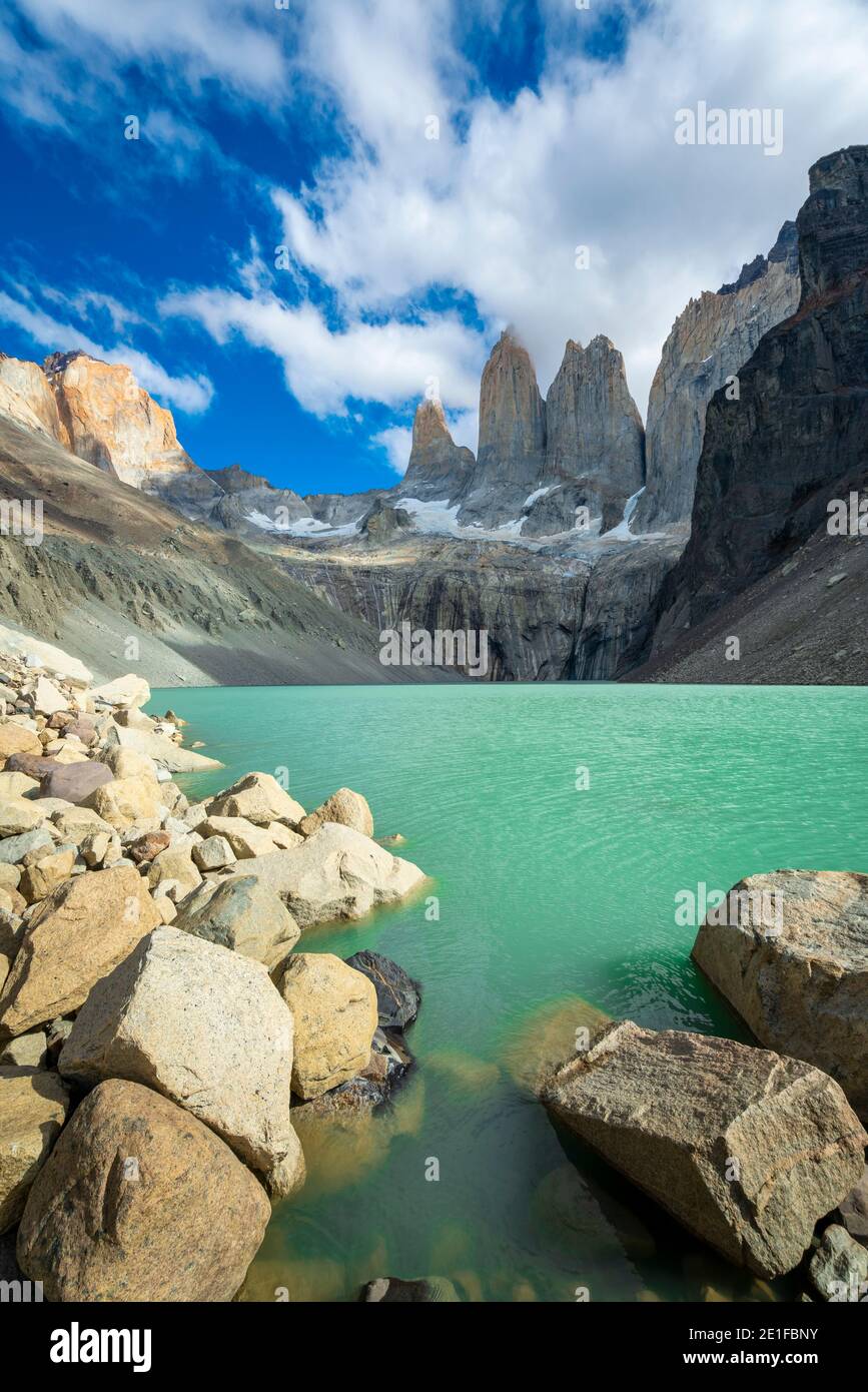 Las Torres viewpoint, Torres del Paine National Park, Patagonia, Chile ...