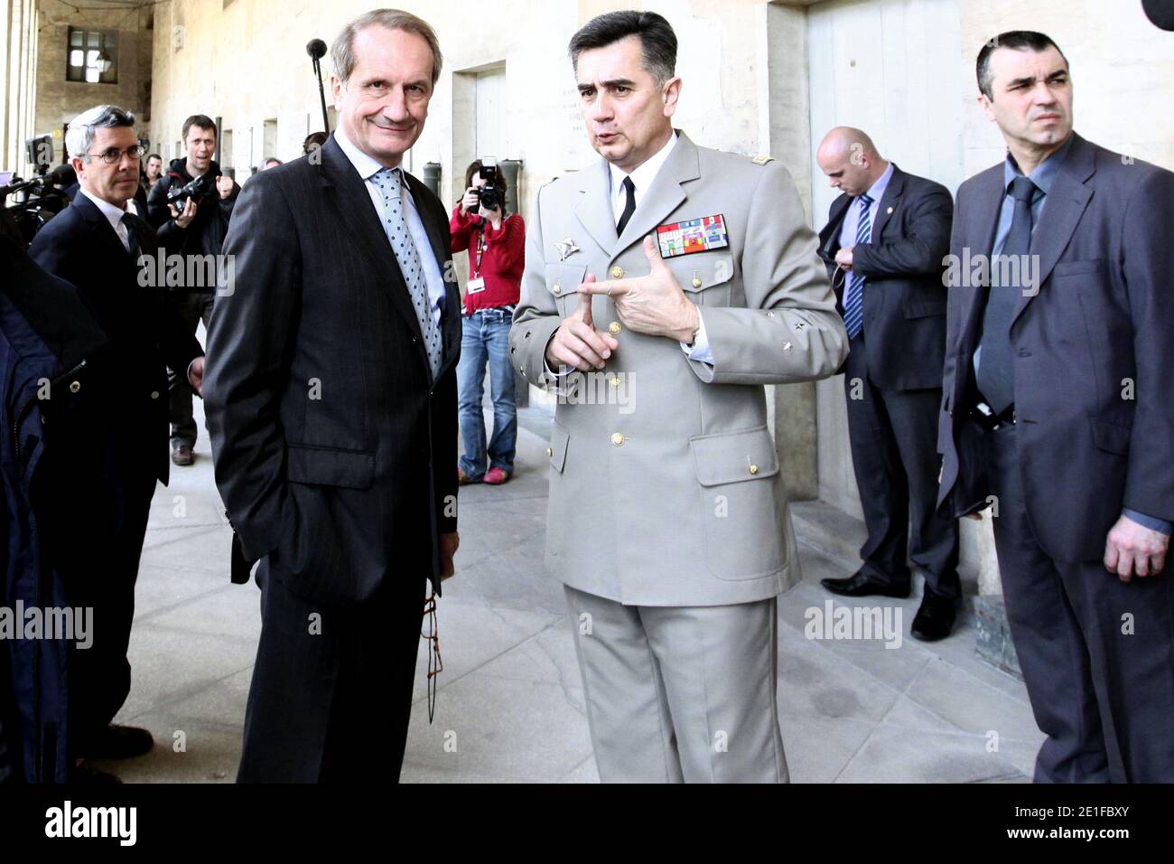 French Defence Minister Gerard Longuet inaugurates the exposure, 'Sous ...