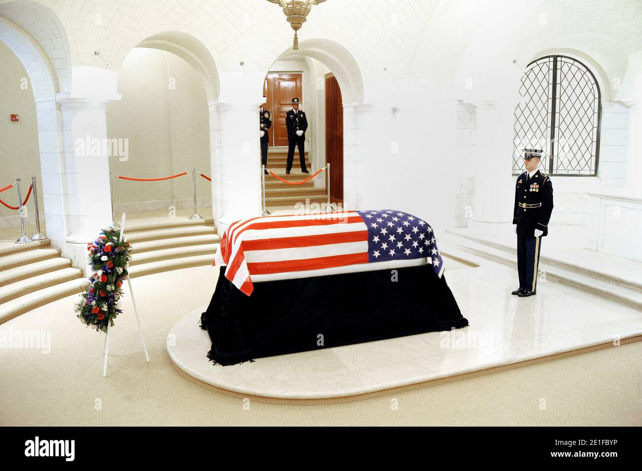 The casket of U.S. Army Corporal Frank Buckles lies in repose at the ...
